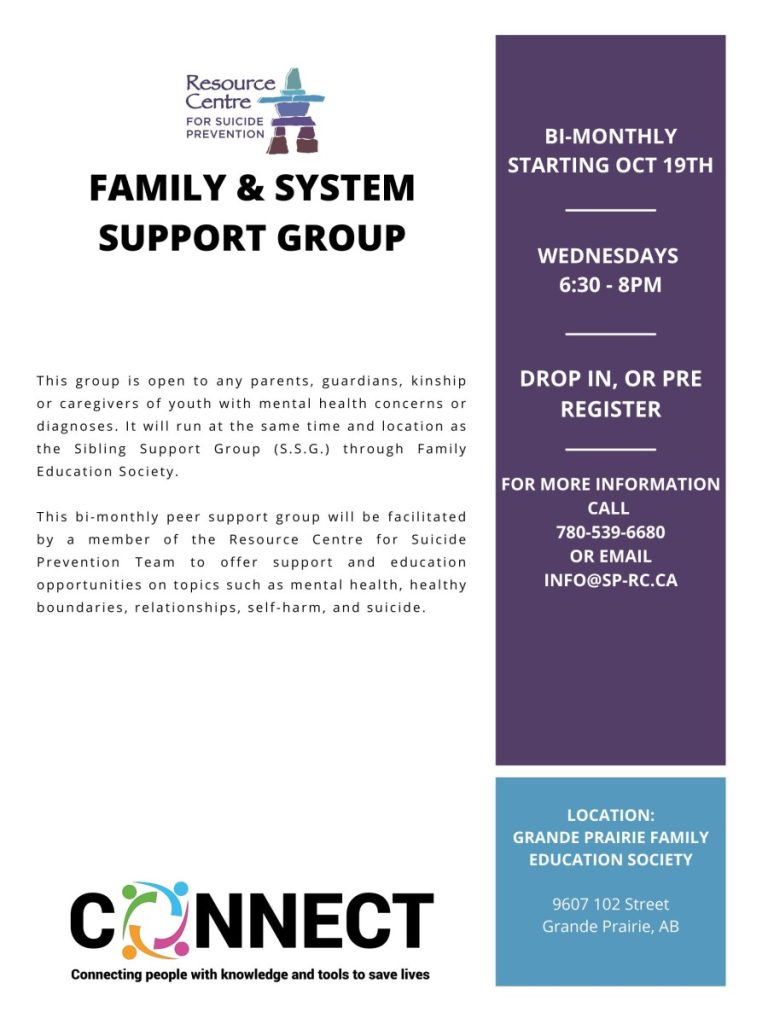 Family & System Support Group • Resource Centre for Suicide Prevention
